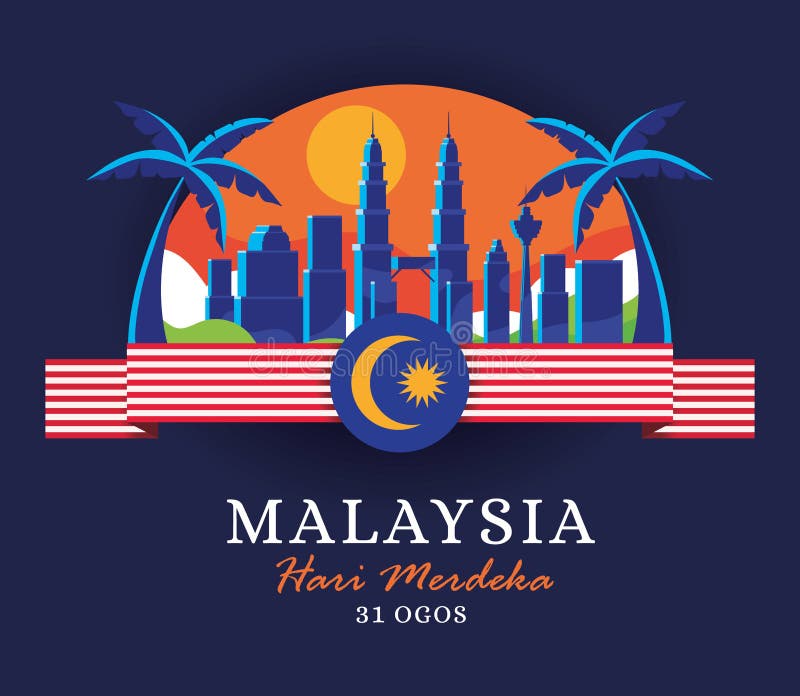 Hari merdeka greeting card stock vector. Illustration of palm - 246862379