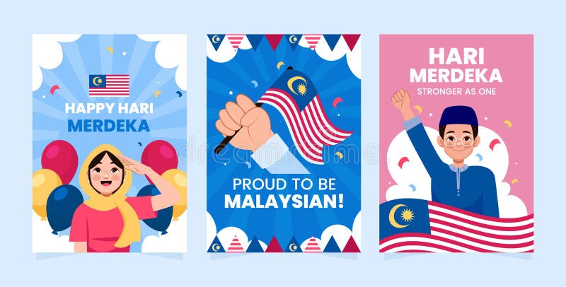 Hari Merdeka Greetings Cards Collection Stock Vector - Illustration of ...