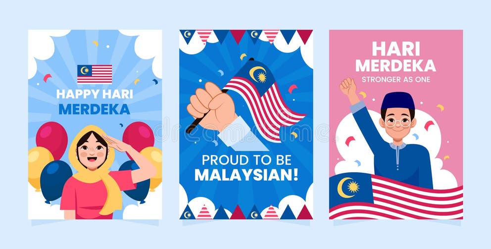 Hari Merdeka Greetings Cards Collection Stock Illustration ...