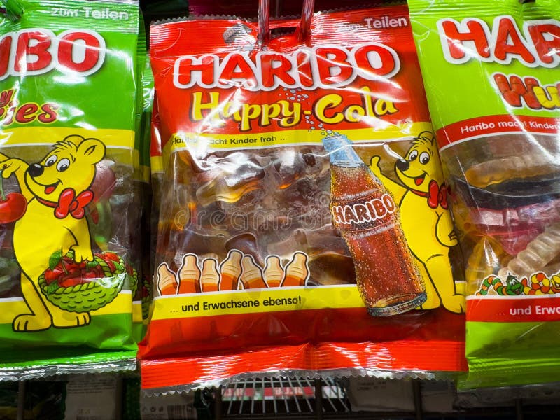 Haribo Happy Cola Candy Pack Display in Store Editorial Image - Image ...