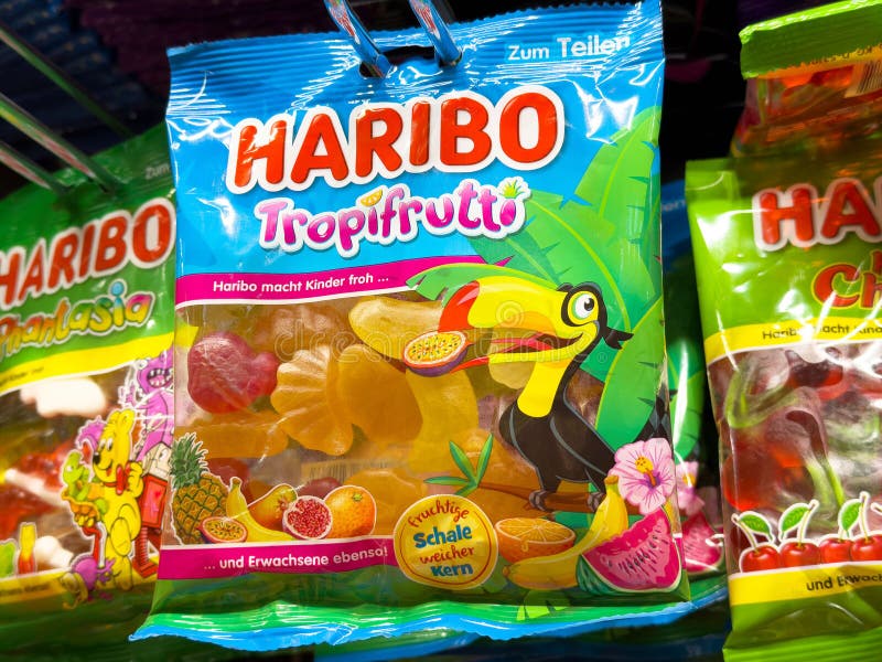 Haribo Tropifrutti Gummy Candy Packaging with Toucan Design Editorial ...