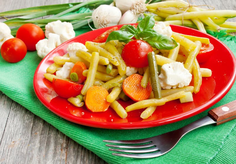 Haricot Beans Salad with Vegetables Stock Photo - Image of dish, garlic ...