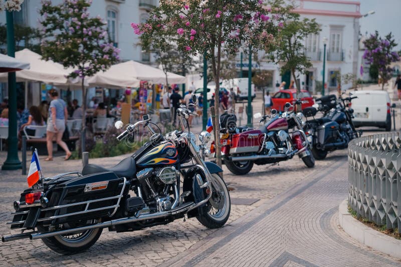 Harley-Davidson Motorcycle Parked on the Street. Editorial Photo ...