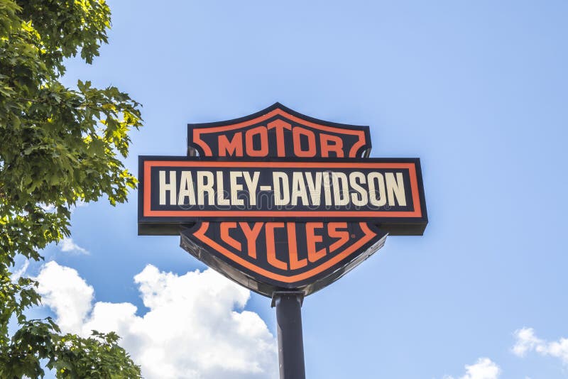 Harley-Davidson road sign editorial photo. Image of emblem - 201731786