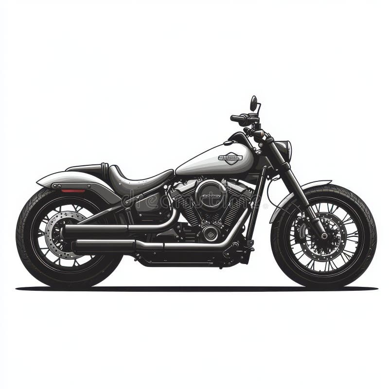 Harley Davidson Softail Standard Motorcycle Illustration Grey Black ...