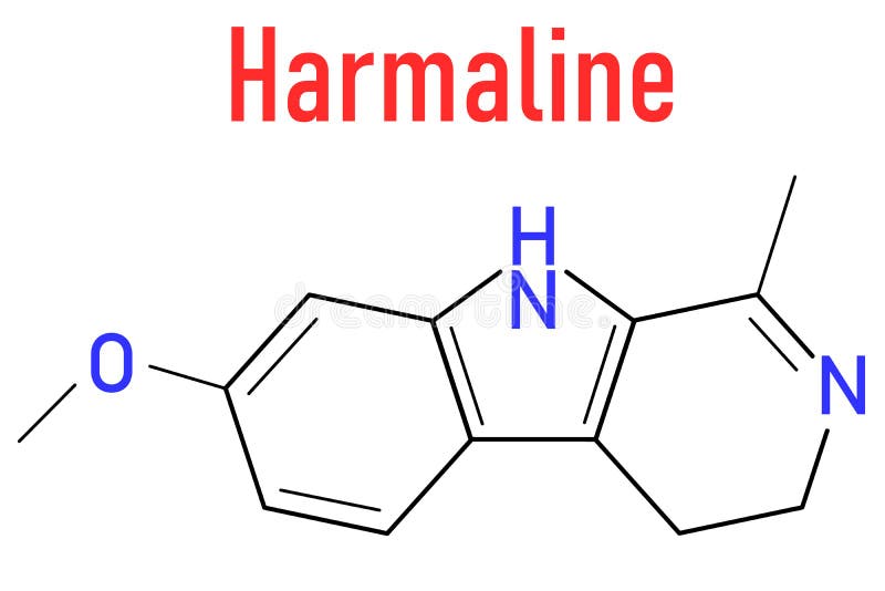 Harmaline Molecule. it is Fluorescent Indole Alkaloid. Skeletal ...