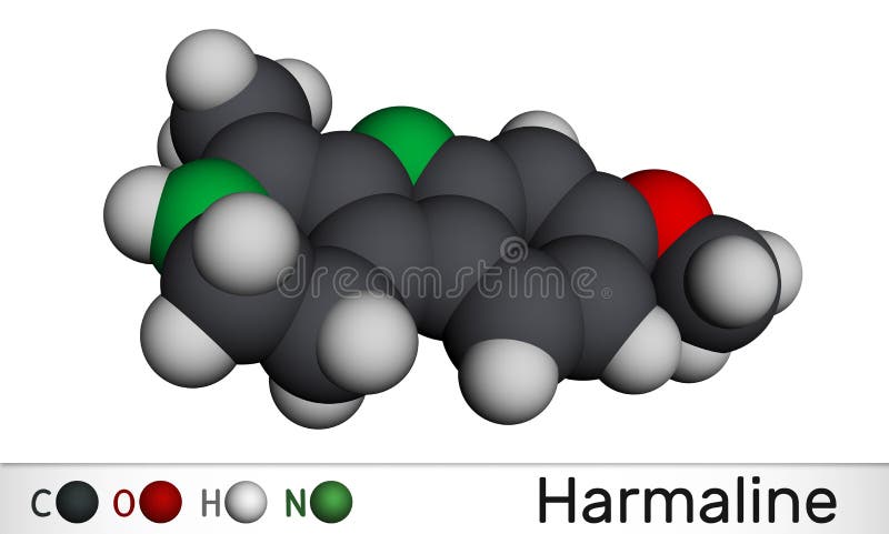 Harmaline Molecule. it is Fluorescent Indole Alkaloid. Molecular Model ...