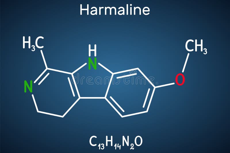 Harmaline Molecule. it is Fluorescent Indole Alkaloid Stock Vector ...