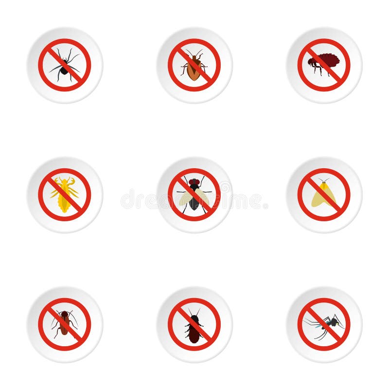 Harmful Insects Icons Set, Flat Style Stock Vector - Illustration of ...