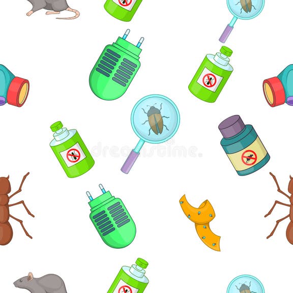 Harmful Insects Pattern, Cartoon Style Stock Vector - Illustration of ...