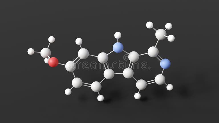 Harmine Molecule, Molecular Structure, Beta-carboline, Ball and Stick ...