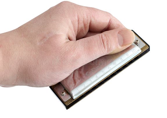 Harmonica in hand stock image. Image of close, chrome - 24351233