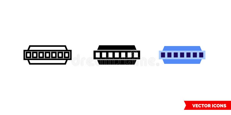 Harmonica Icon of 3 Types Color, Black and White, Outline. Isolated ...