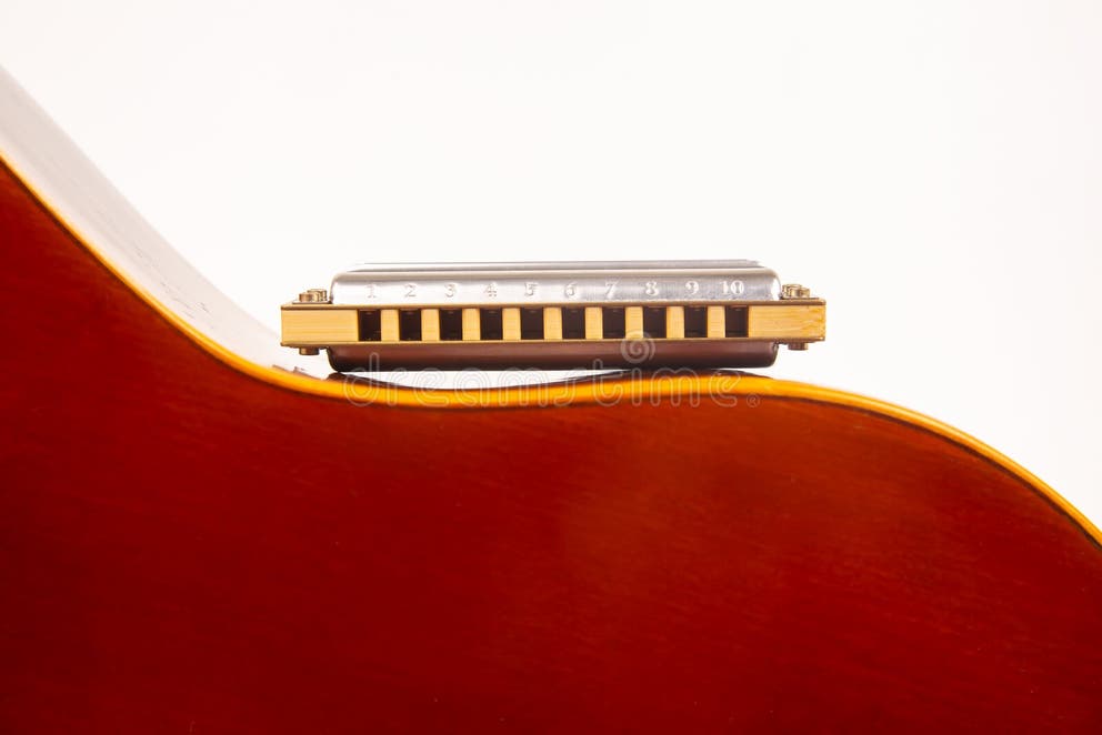The Harmonica Rests on the Body of a Classical Guitar. Classical ...