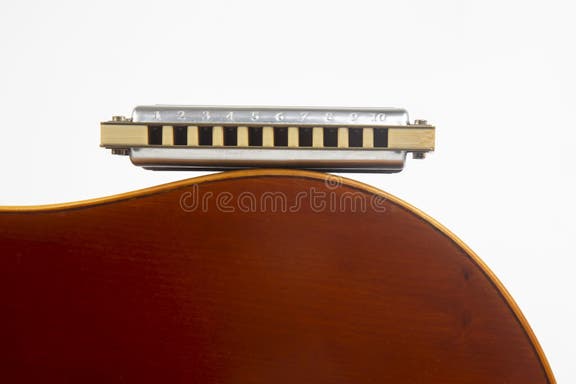The Harmonica Rests on the Top of the Classical Guitar. Classical ...