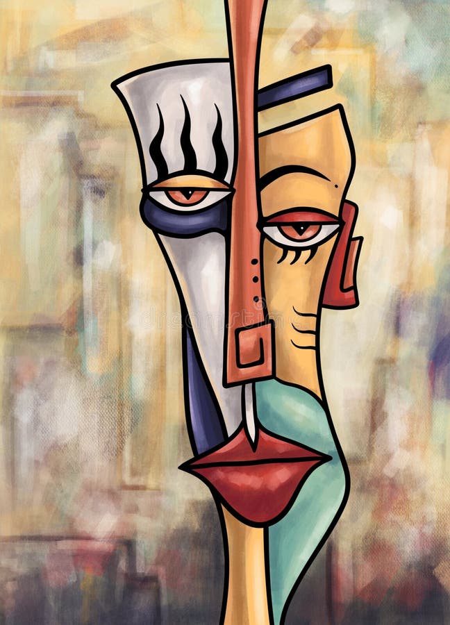 A Harmonious Abstract Face of Contrasting Colors and Shapes Shows ...