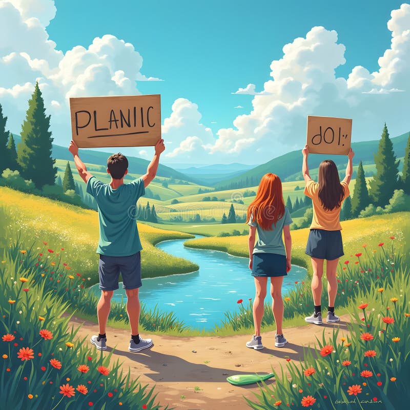 Harmonious Activism: Vibrant Protests Against Plastic Pollution Stock ...