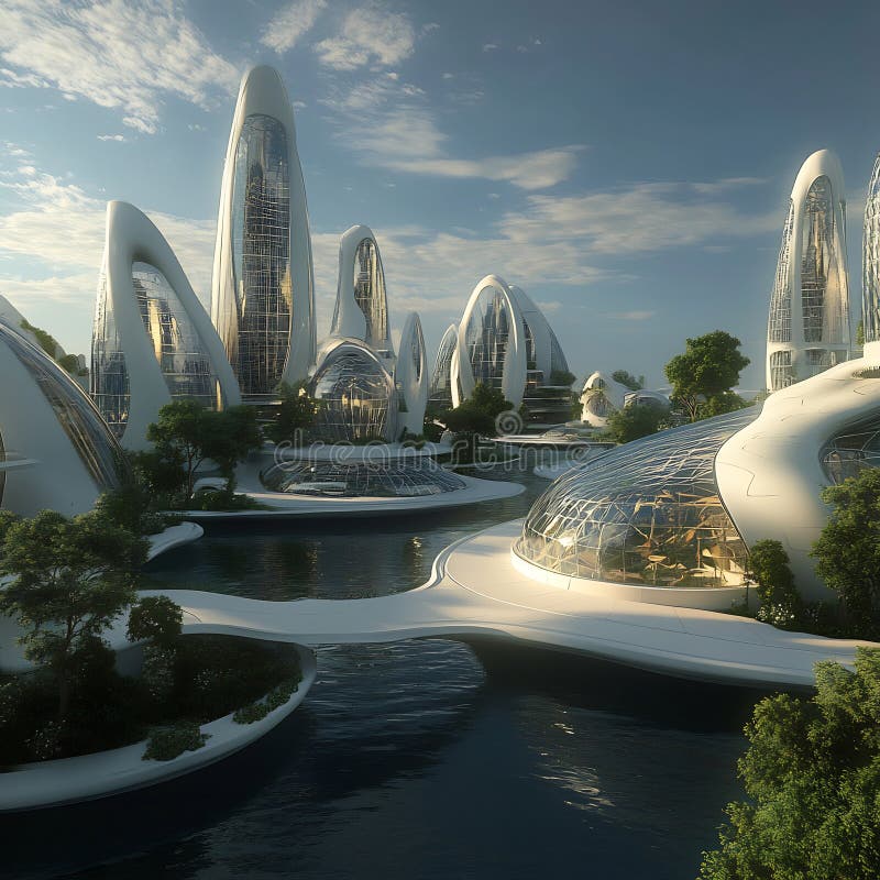 Sustainable Architecture Utopian City Eco Tech Balance Stock ...