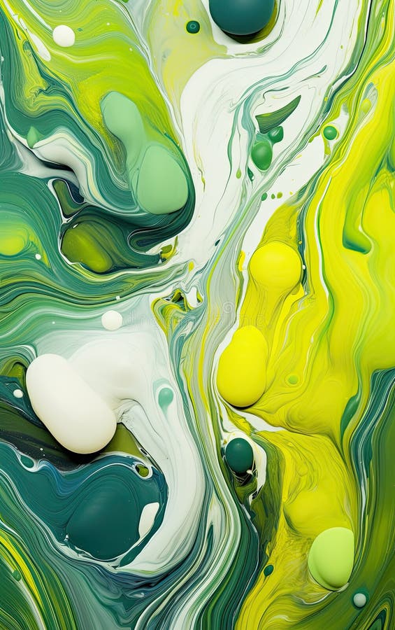 Harmonious Confluence of Green and Gray Paint on Glass in Organic ...