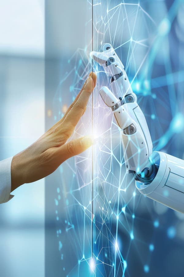 Harmonious Connection Human and Robotic Hands Unite in the Intricate ...