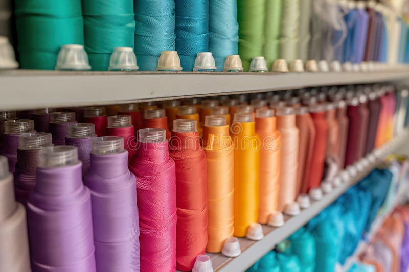 A Harmonious Display of Vibrant Spools of Thread Standing Proudly on a ...