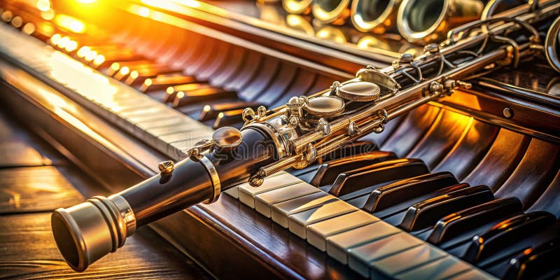 A Harmonious Duet Clarinet and Piano Keys in a Creative Double Exposure ...