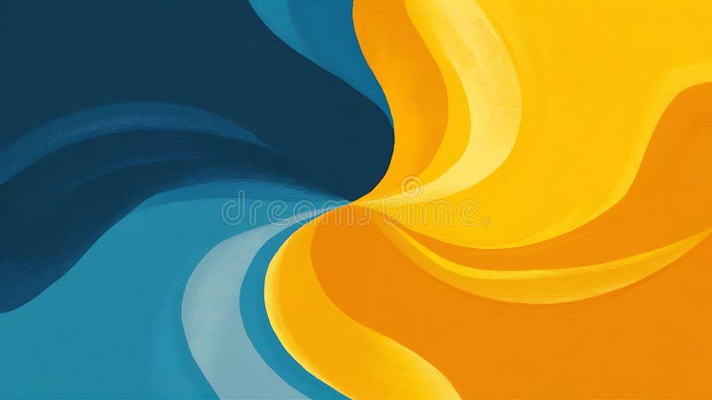 Harmonious Flow of Blue and Gold: a Vibrant Abstract Art Composition ...