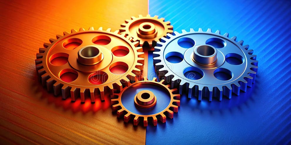 Harmonious Machinery Interlocking Gears Symbolize Efficient Teamwork ...