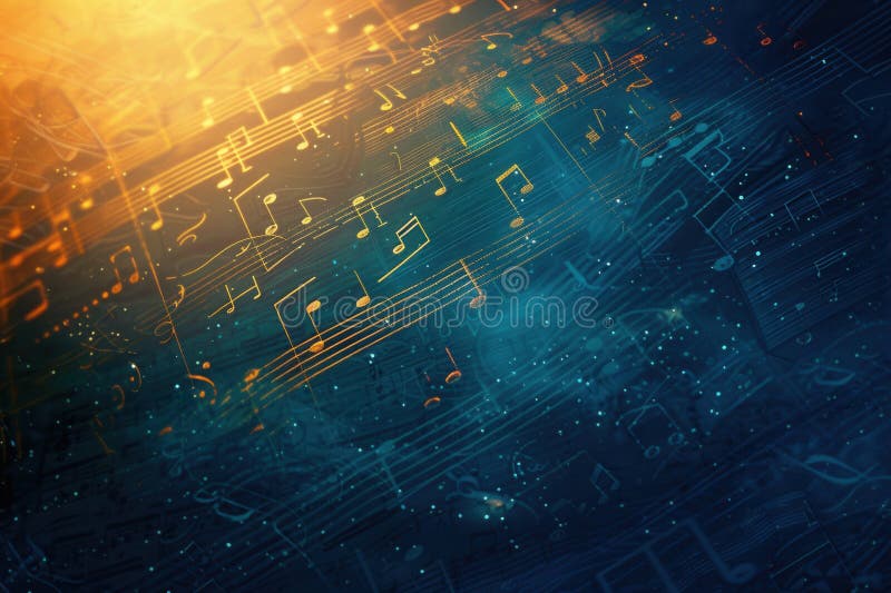 Harmonious Melody. Music Notation Background in High Detail Against a ...