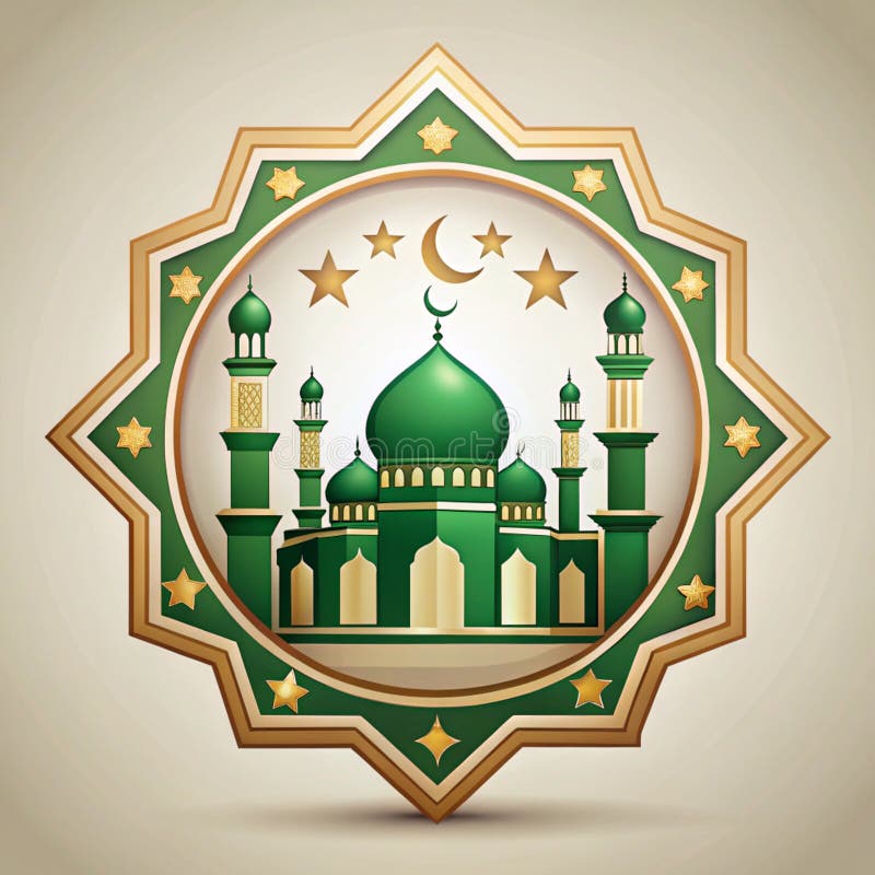 Harmonious Mosque Emblem Icon Stock Illustration - Illustration of ...
