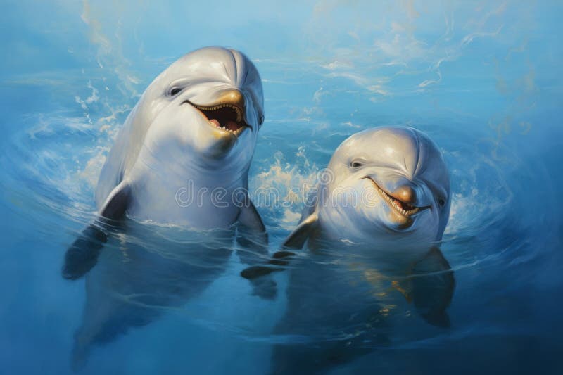 Harmonious Pair Loving Dolphins. Generate Ai Stock Image - Image of ... Harmonious Pair Loving Dolphins. Generate Ai Stock Image - Image of ...