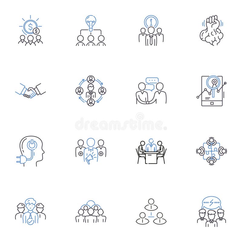 Harmonious Teamwork Line Icons Collection. Ollaboration, Unity, Synergy ...