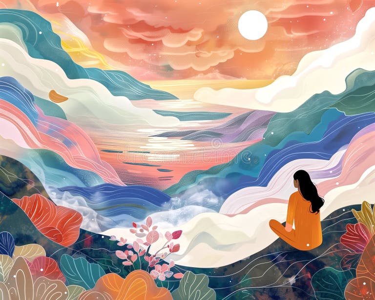 Harmonious Transitions, Calming Rhythms Visualization Stock ...