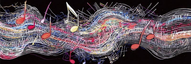 Harmonious Wave of Music Notes Across a Colorful Flow Stock ...