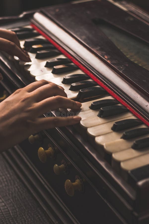 Harmonium Keys with Vintage Looks Stock Image, Selective Focus. Stock ...