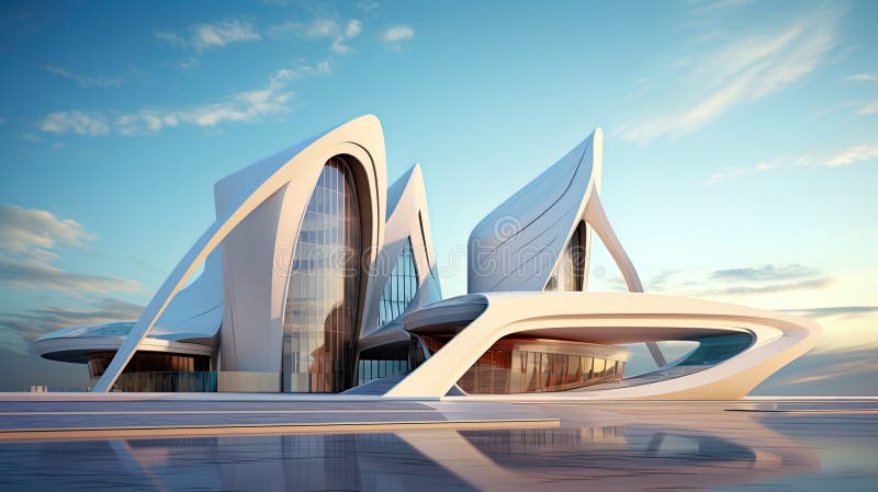 Harmony of Architectural Forms Building with Original Design and Forms Stock Illustration ...