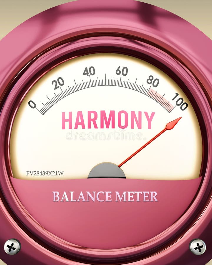 Harmony and Balance Meter that is Hitting a Full Scale, Showing a Very High Level of Harmony ...
