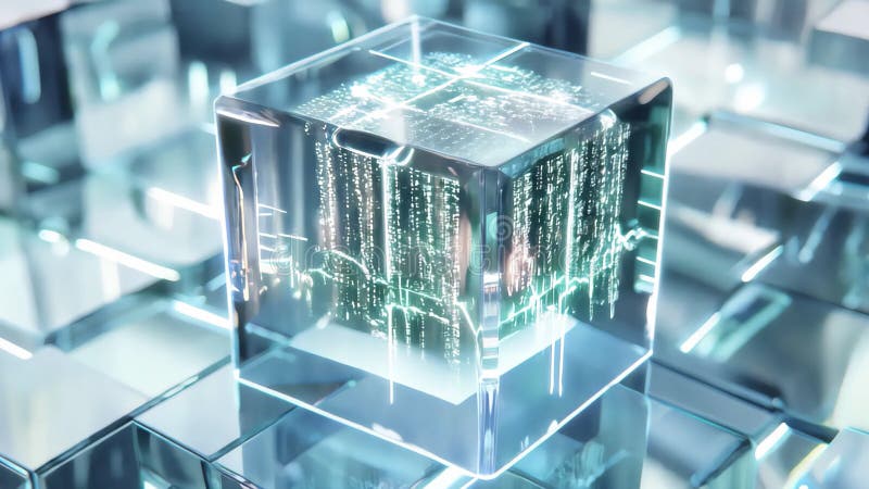 Harmony of Data and Architecture in a Transparent Cube of Information Stock Video - Video of ...