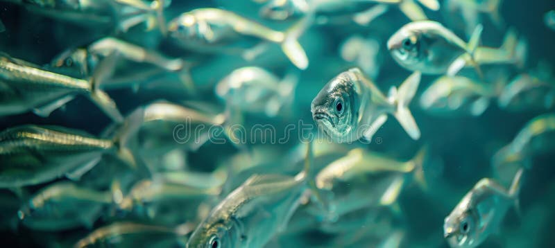 Harmony and Efficiency: School of Fish Symbolizing AI in Digital ...