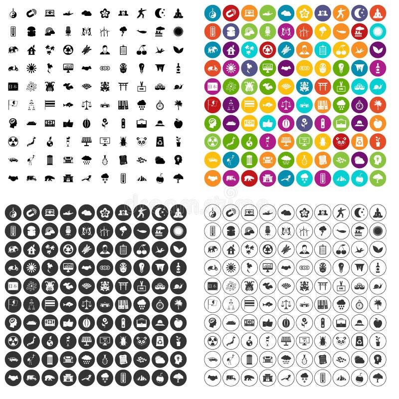 100 Harmony Icons Set Vector Variant Stock Vector - Illustration of ...