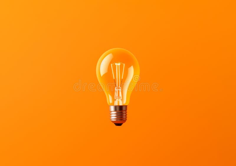 Harmony of Light: Yellow Background with a Radiant Bulb Stock ...
