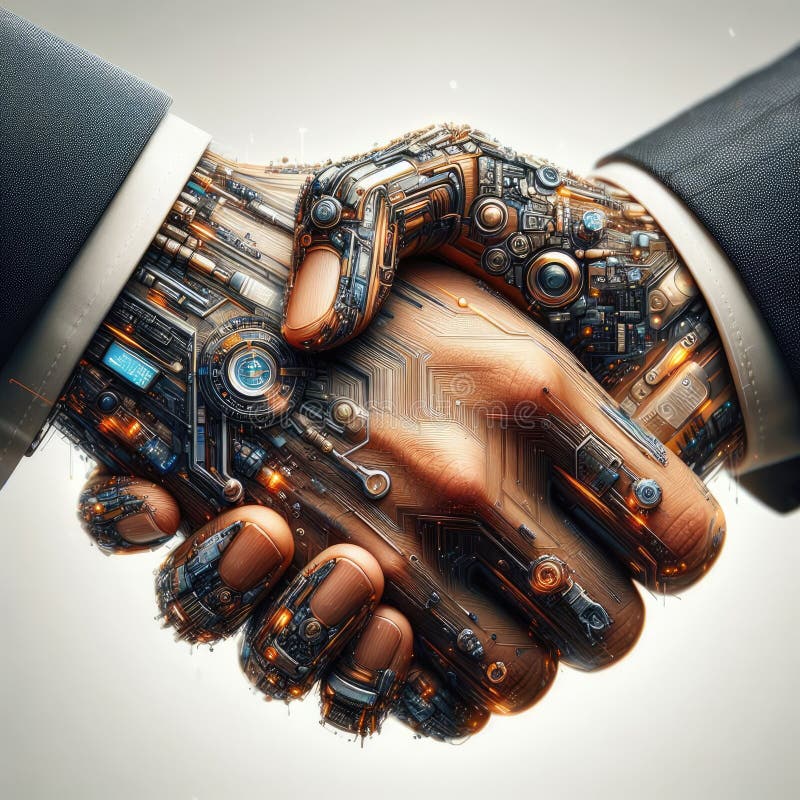 Harmony of Man and Machine: Business Handshake with AI Stock ...