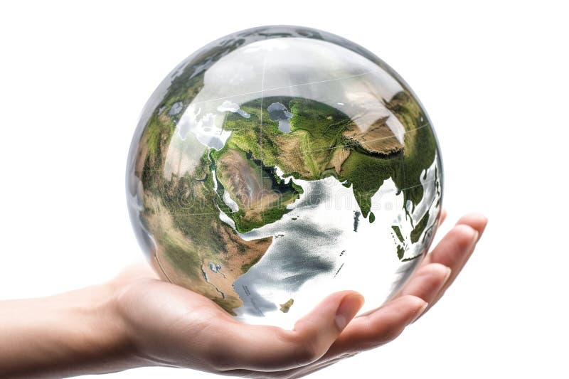 Harmony of Nature and Planet Transparent Earth Globe in Hand with ...