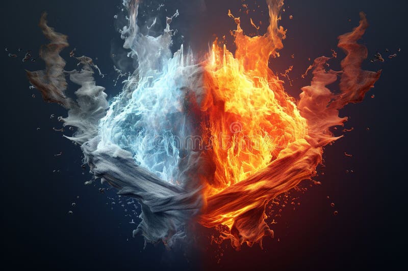 Harmony of Opposites with Fire and Ice Elements Stock Illustration ...
