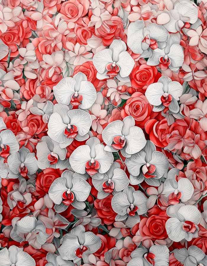 Harmony of Orchids and Roses Stock Illustration - Illustration of ...