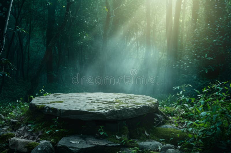Harmony in Round, Flat Stone Podium Standing Gracefully in an Empty ...