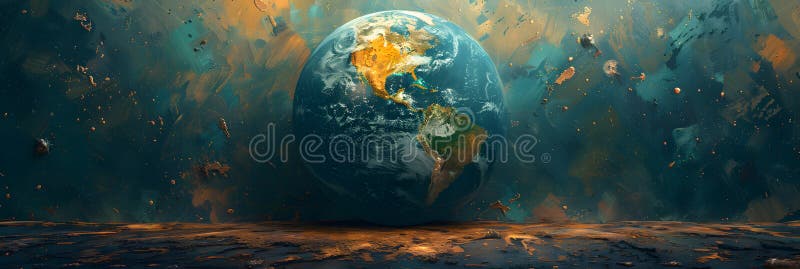 Harmony of the Universe: Abstract Earth Landscape with Organic Elements ...