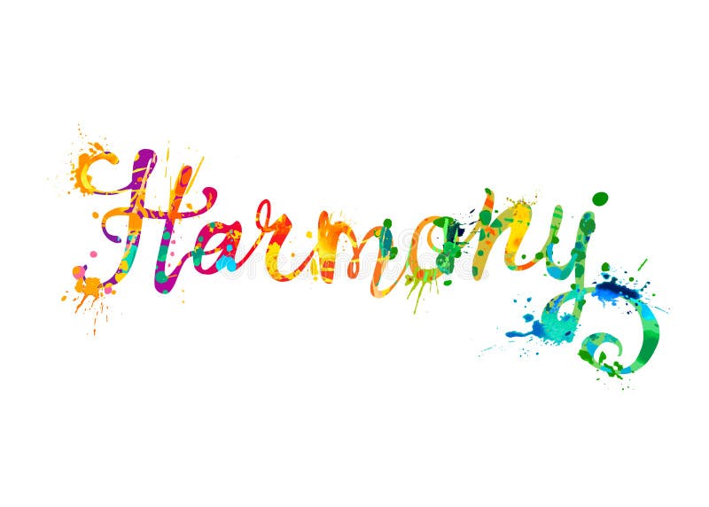 Harmony Handwriting Lettering with Watercolor Leaves Background Stock ...