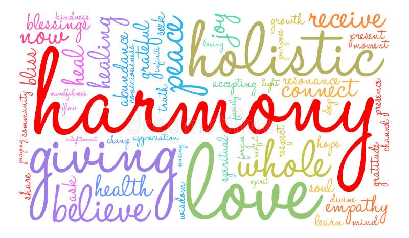 Harmony Word Cloud stock vector. Illustration of hope - 100127032