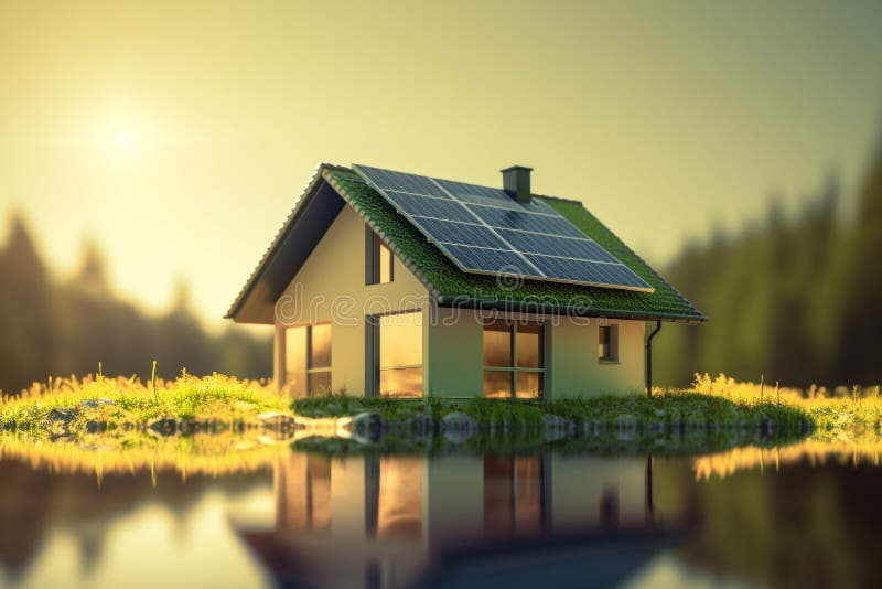 Harnessing the Sun: the Power of Houses with Solar Panels Stock ...